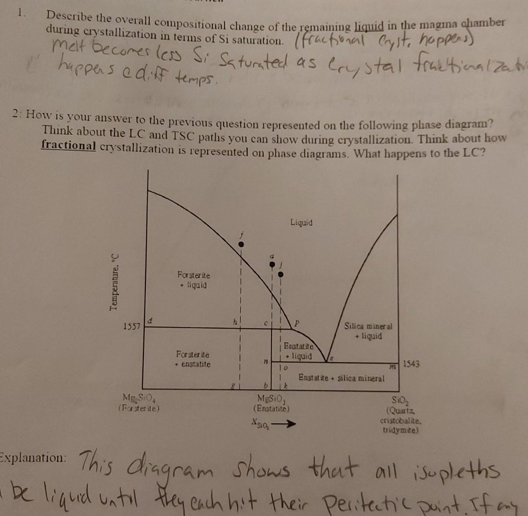 Solved 1. Describe the overall compositional change of the | Chegg.com