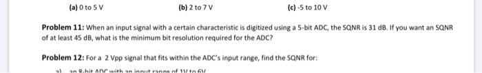 Solved (a) 0 to 5 V (b) 2 to 7V (c)-5 to 10 V Problem 11: | Chegg.com