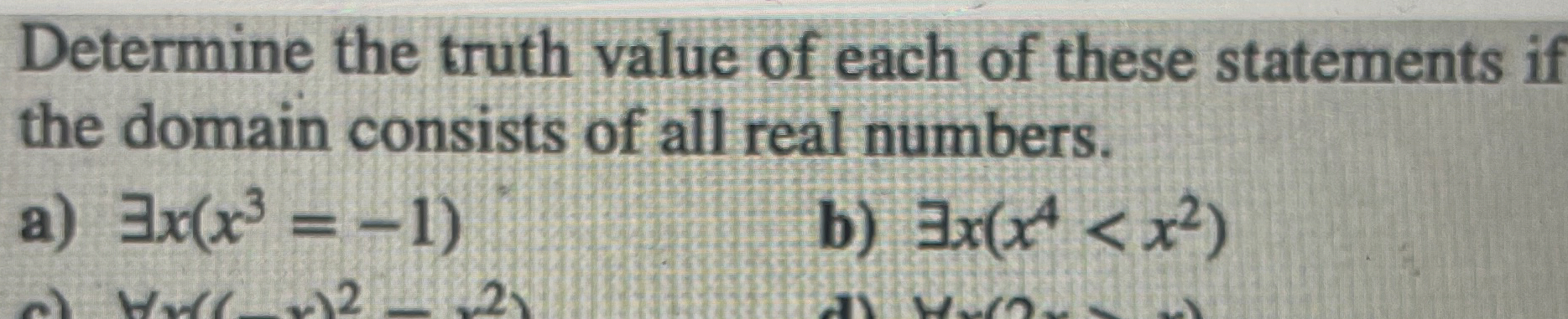 Solved Determine the truth value of each of these statements | Chegg.com