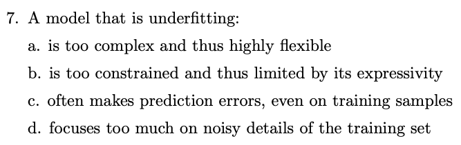 Solved A model that is underfitting:a. ﻿is too complex and | Chegg.com