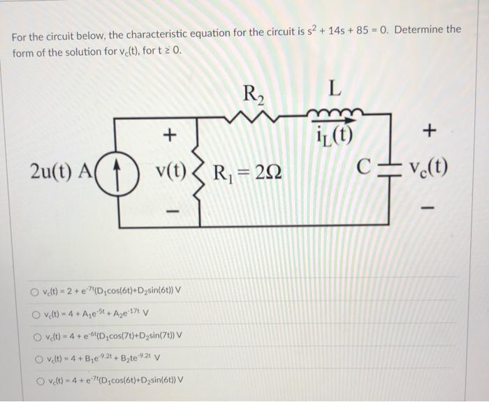 Solved For the circuit below, the characteristic equation | Chegg.com