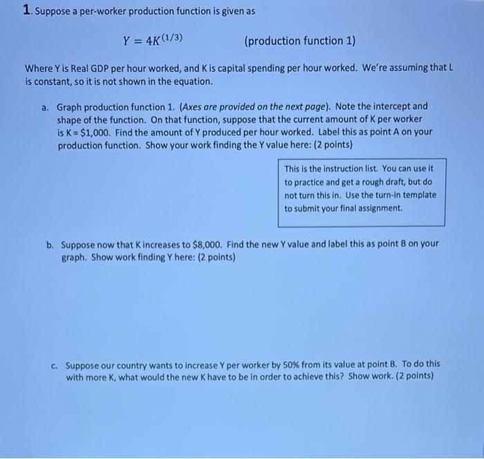 Solved 1. Suppose a per-worker production function is given | Chegg.com