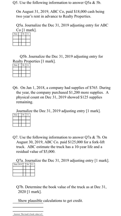Solved Q5. Use the following information to answer Q5a & 5b. | Chegg.com