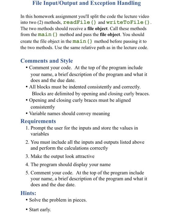 Solved File Input/Output and Exception Handling In this | Chegg.com