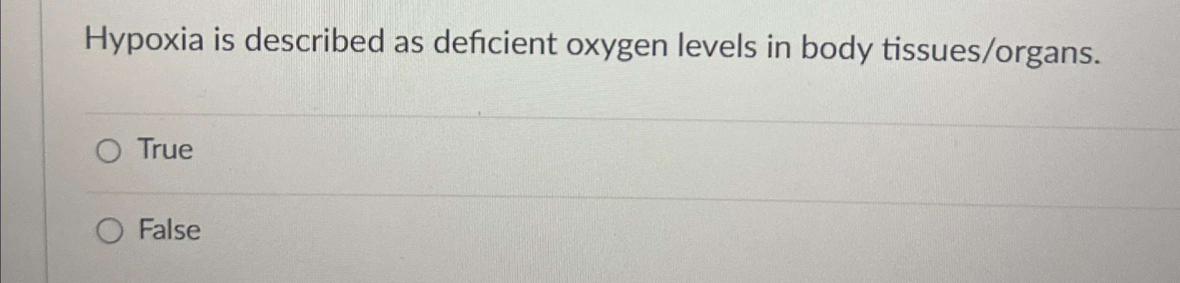 Solved Hypoxia is described as deficient oxygen levels in | Chegg.com