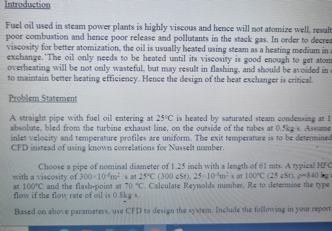 Solved IntroductionFuel oil used in steam power plants is | Chegg.com