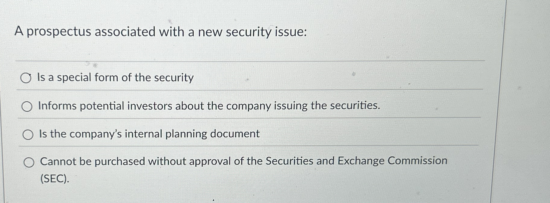 Solved A prospectus associated with a new security issue:Is | Chegg.com