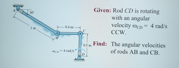 Solved Given: Rod CD is rotating with an angular velocity | Chegg.com