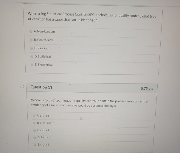 Solved When using Statistical Process Control (SPC) | Chegg.com