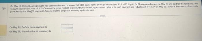 Solved On May 16, CoCo Cleaning bought 180 vacuum deaners on | Chegg.com