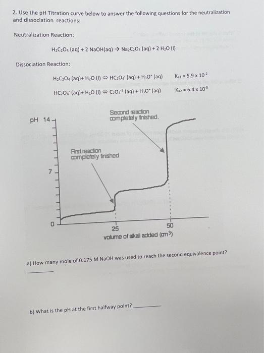 Solved 2. Use the pH Titration curve below to answer the | Chegg.com