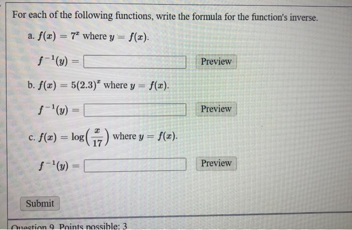 Solved For each of the following functions, write the | Chegg.com