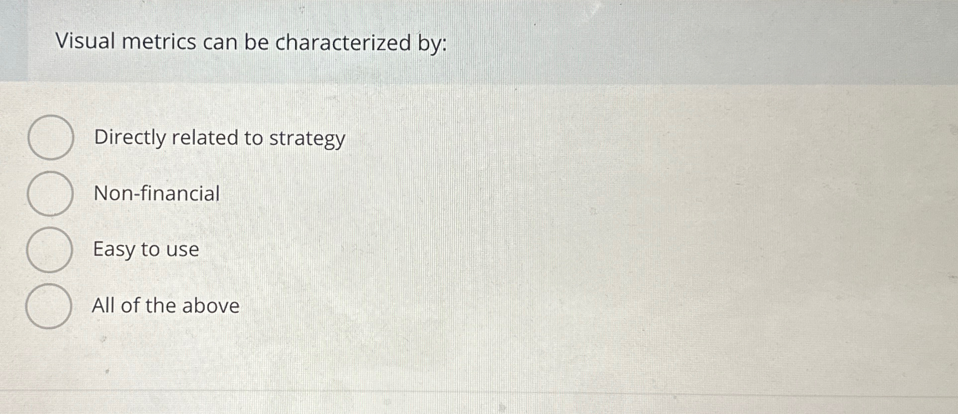 Solved Visual metrics can be characterized by:Directly | Chegg.com