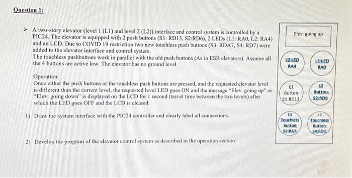Solved use proteus Question 1: A two-story elevator (level 1 | Chegg.com