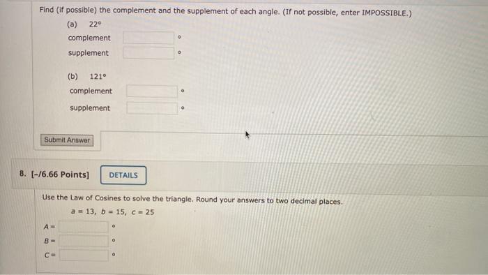 Solved Find (if possible) the complement and the supplement | Chegg.com