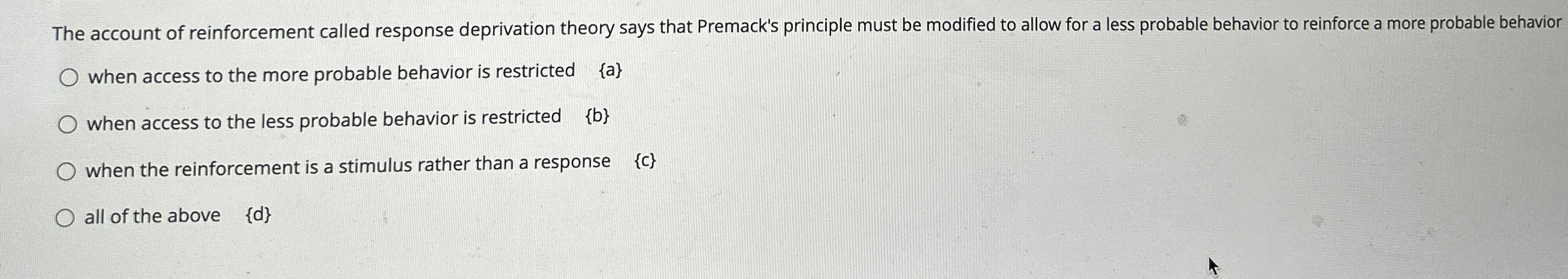 Solved The account of reinforcement called response | Chegg.com