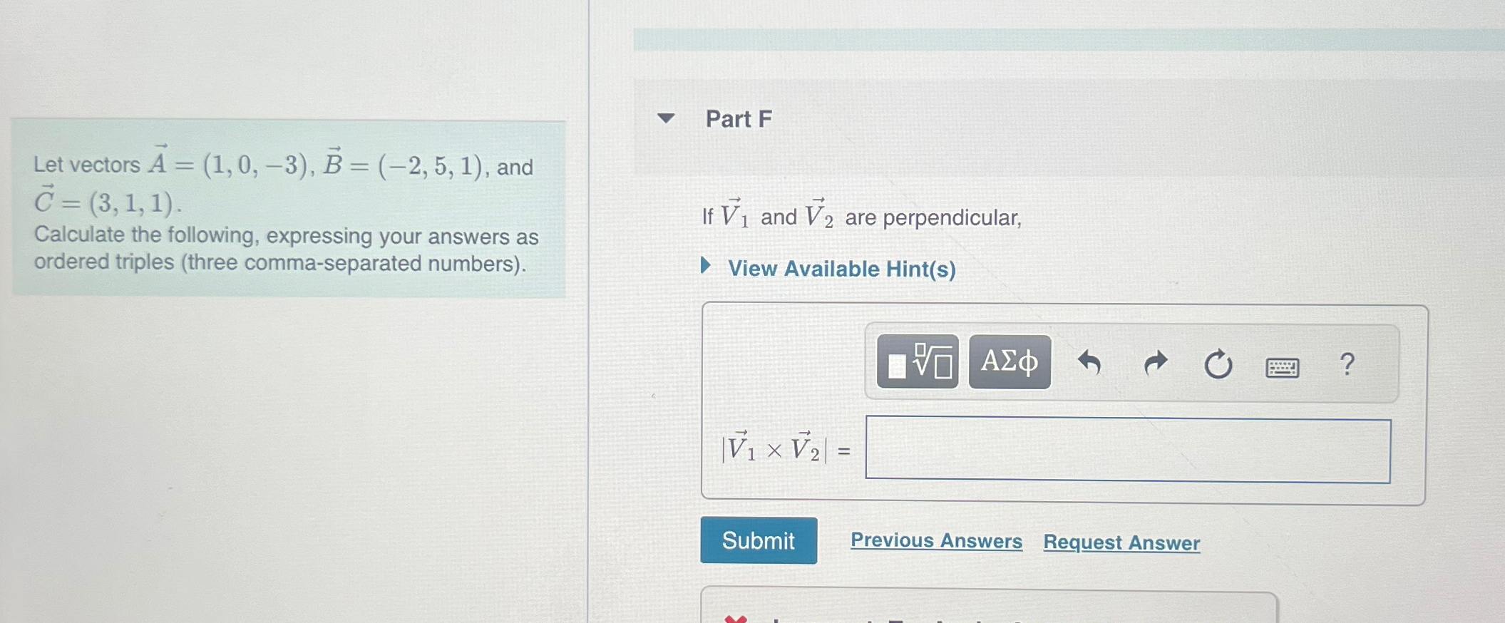 Solved Let vectors vec(A)=(1,0,-3),vec(B)=(-2,5,1), ﻿and | Chegg.com