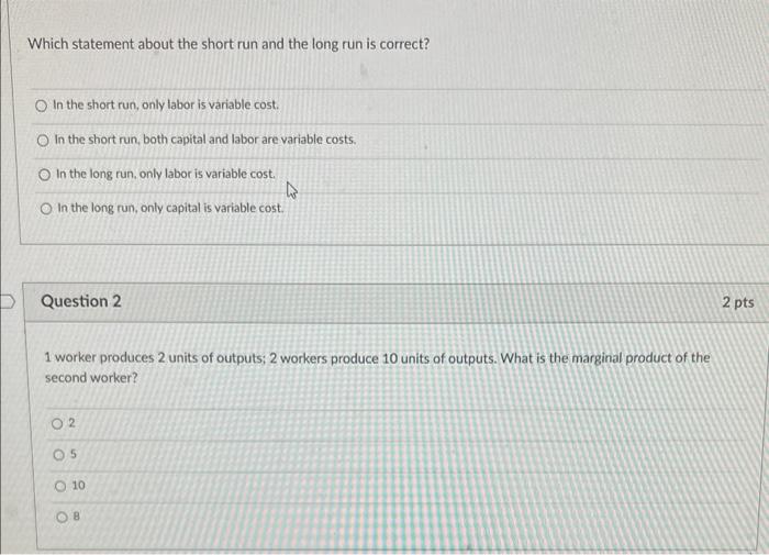 Solved Which statement about the short run and the long run | Chegg.com