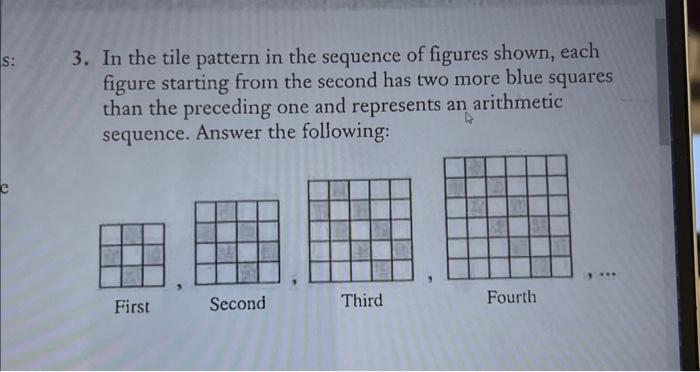Solved 3. In the tile pattern in the sequence of figures | Chegg.com