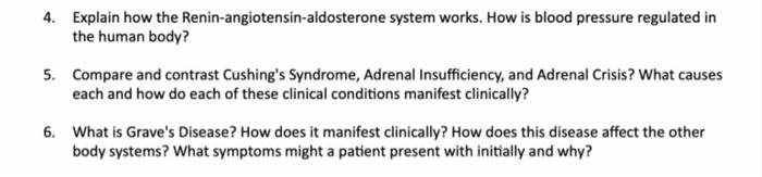 Solved 4. Explain how the Renin-angiotensin-aldosterone | Chegg.com