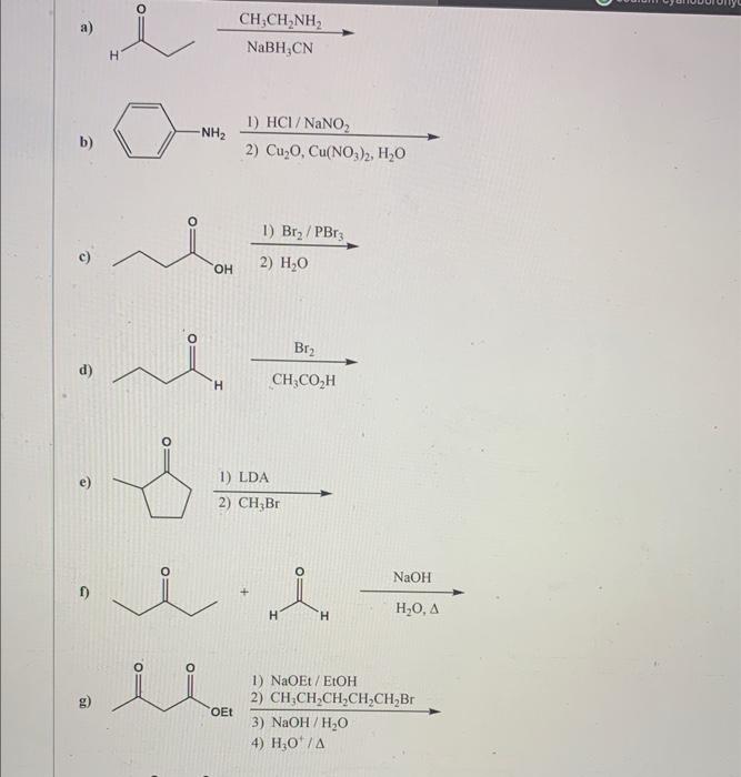Solved a) CH3CH2NH2 NaBH3CN 1) HCl/NaNO2 2) | Chegg.com