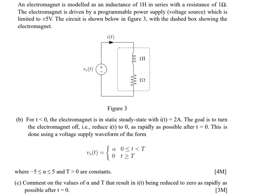Solved An electromagnet is modelled as an inductance of 1H | Chegg.com