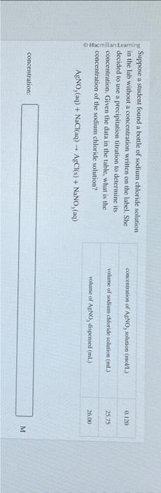 Solved Suppose a student found a bottle of sodium chloride | Chegg.com