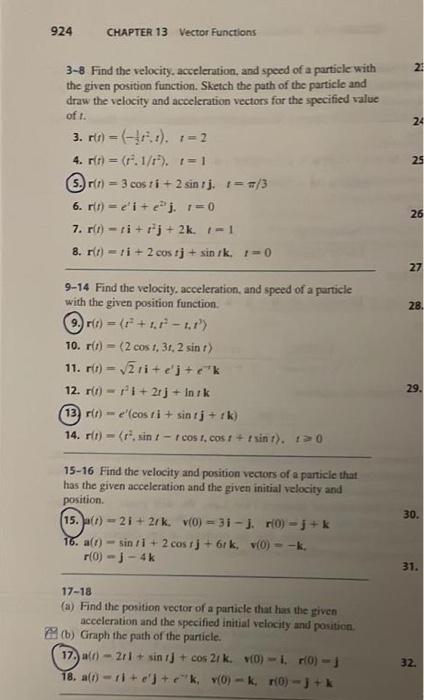 Solved 3-8 Find the velocity, acceleration, and speed of a | Chegg.com