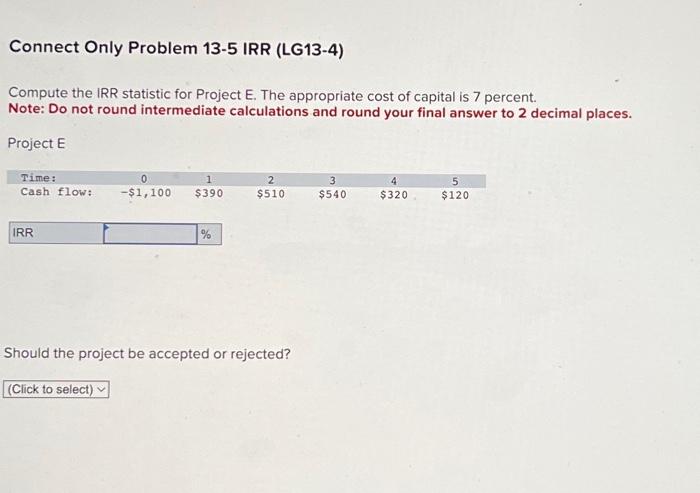 Solved Compute the IRR statistic for Project E. The | Chegg.com