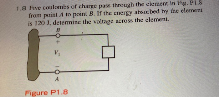 Solved 1.8 Five coulombs of charge pass through the element | Chegg.com