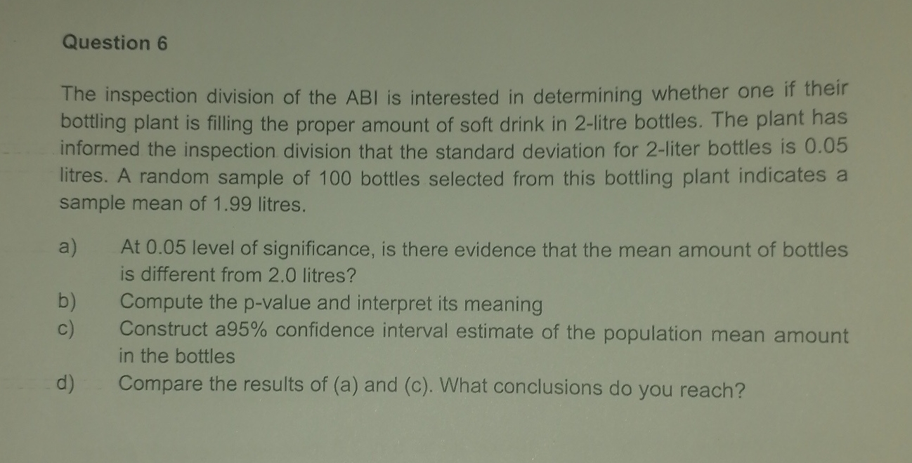 Solved Question 6The inspection division of the ABI is | Chegg.com