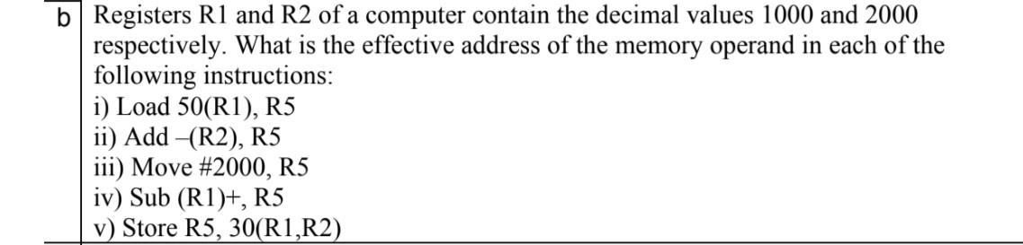 Solved b Registers R1 and R2 of a computer contain the | Chegg.com