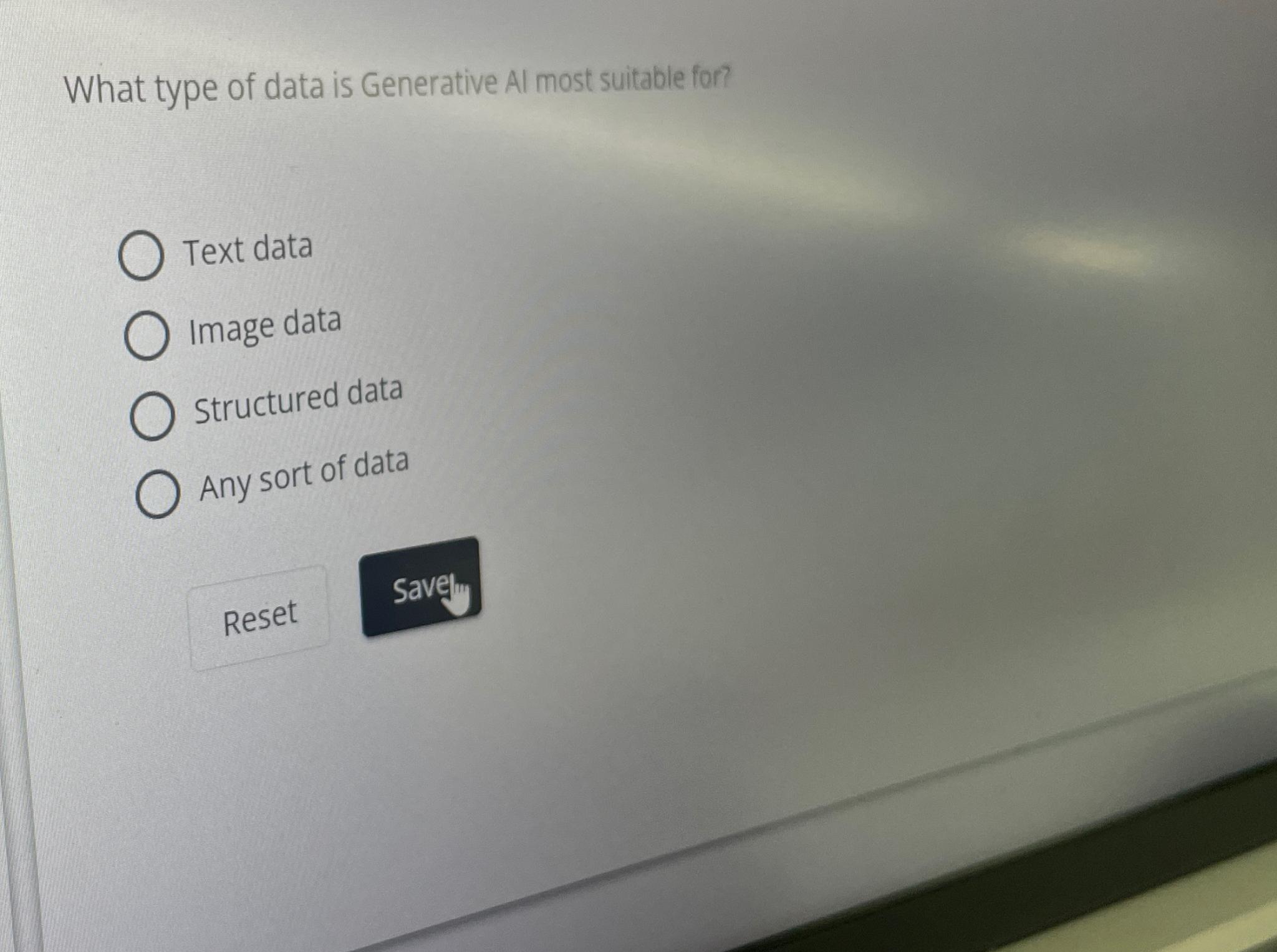 Solved What type of data is Generative Al most suitable | Chegg.com