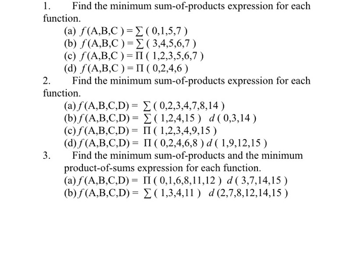 Solved 1 Find The Minimum Sum Of Products Expression For 8088