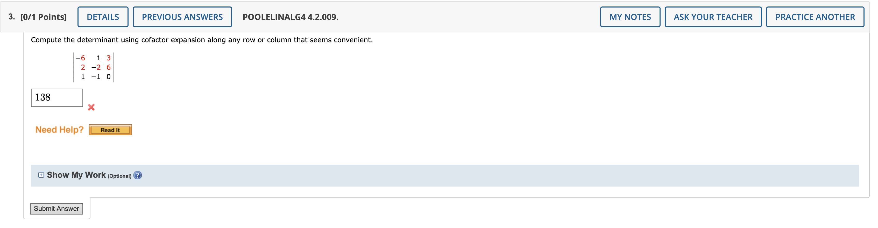 Solved [0/1 ﻿Points]POOLELINALG4 4.2.009.Compute the | Chegg.com