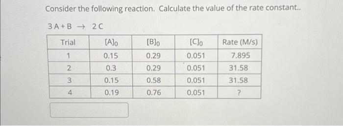 Solved Consider the following reaction. Calculate the value | Chegg.com