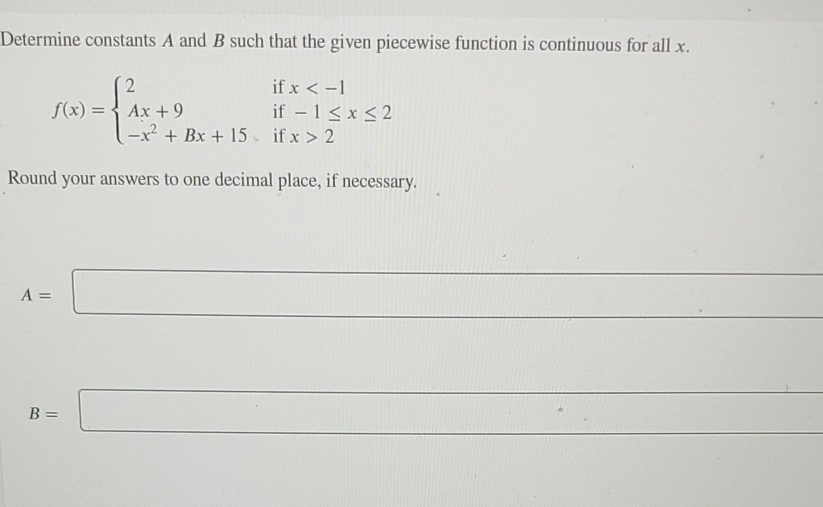Solved )etermine constants A and B such that the given | Chegg.com