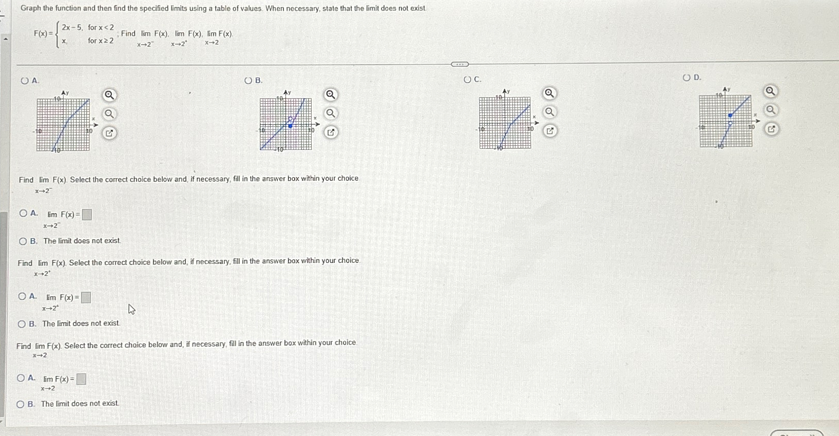 Solved Graph the function and then find the specified limits | Chegg.com