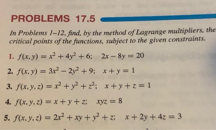 Solved In Problems 1-12, find, by the method of Lagrange | Chegg.com