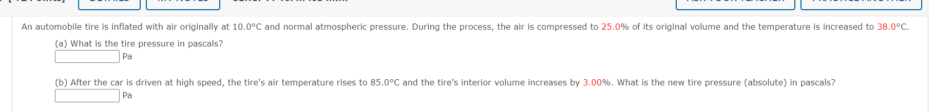 Solved An automobile tire is inflated with air originally at | Chegg.com