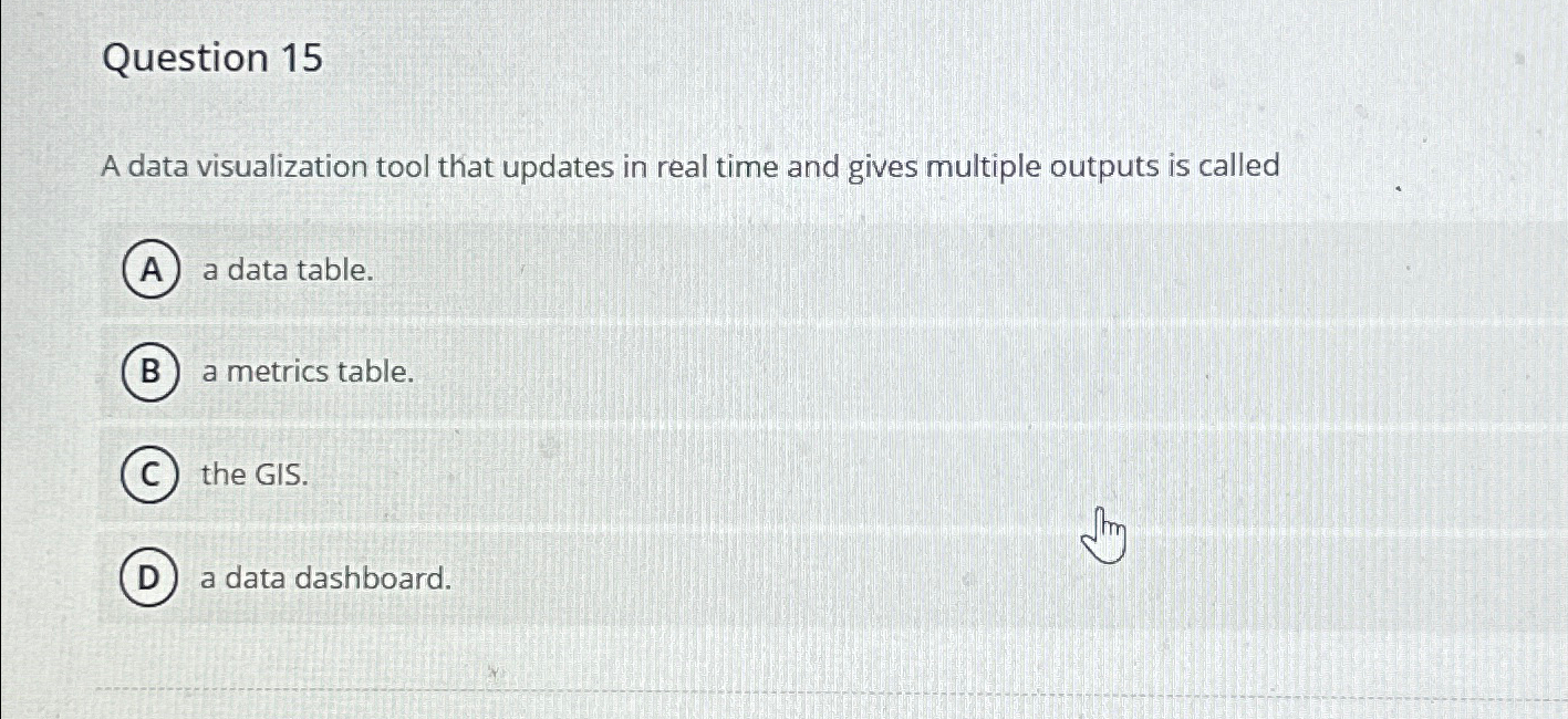 Solved Question 15a Data Visualization Tool That Updates In