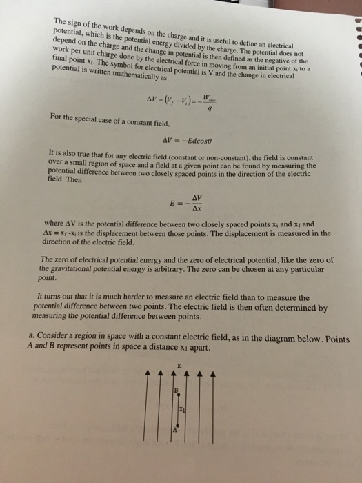 Solved The sign of the work depends on the charge and it is | Chegg.com