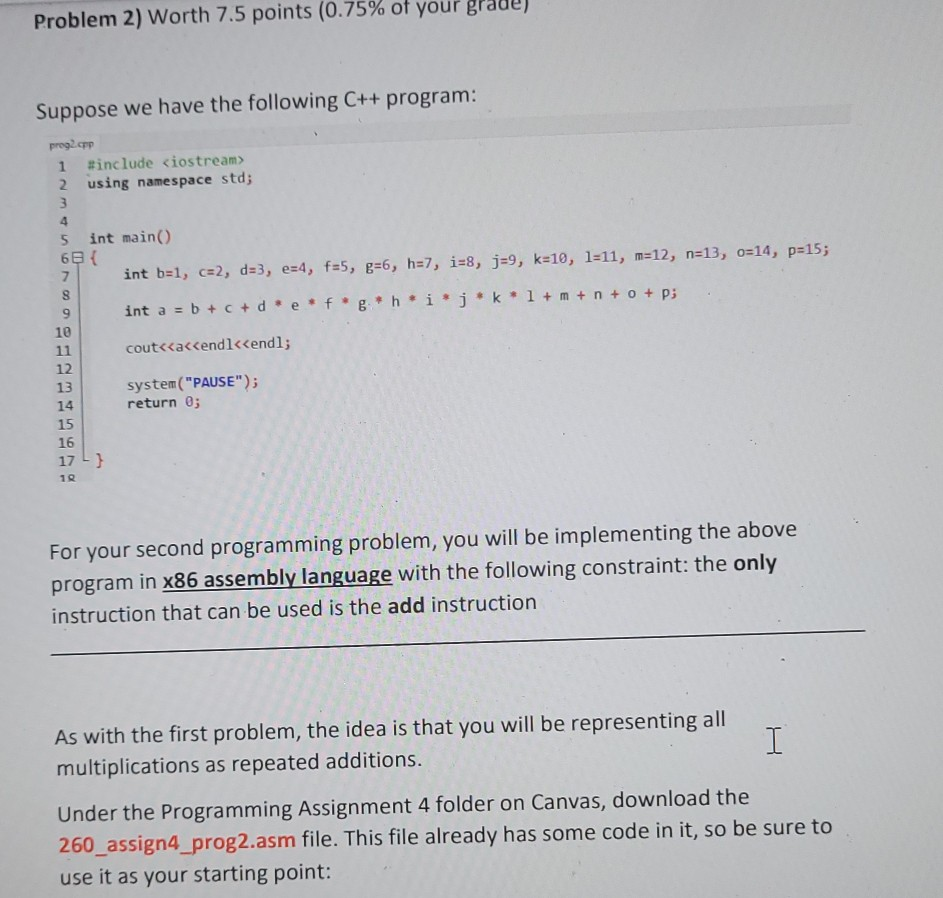; Program template .386 model flat, stdcall .stack | Chegg.com