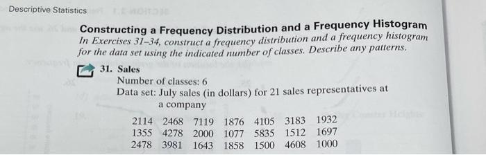 Solved Descriptive Statistics Constructing A Frequency 4454