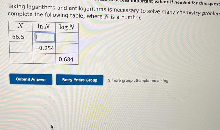 Solved Taking logarithms and antilogarithms is necessary to | Chegg.com