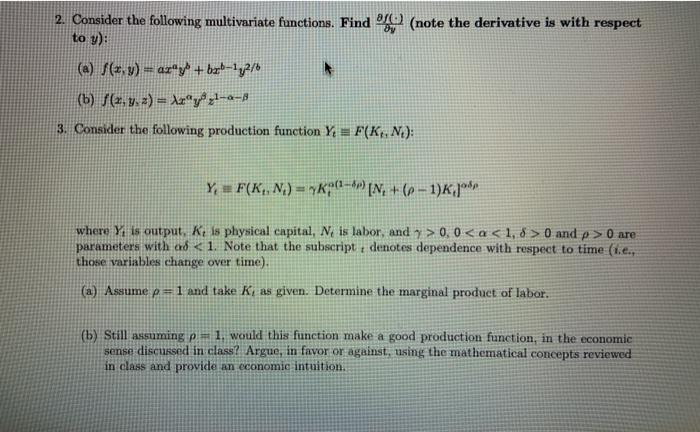 Solved 2. Consider the following multivariate functions. | Chegg.com