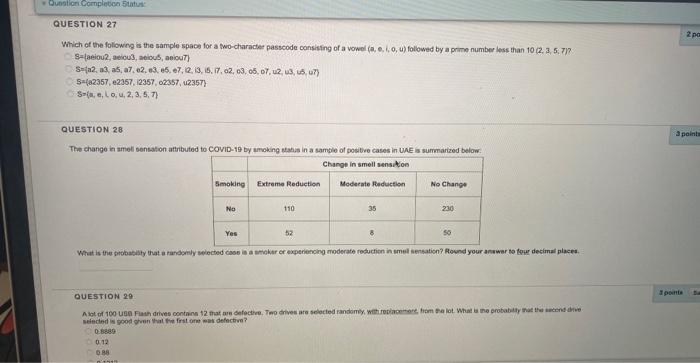 Solved Which of the foliowing is the sample space for a | Chegg.com