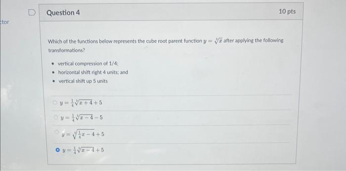 Solved Write the equation for the cubic parent function | Chegg.com