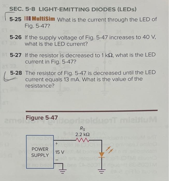 Solved SEC. 5-8 LIGHT-EMITTING DIODES (LEDS) 5-25 IIII | Chegg.com