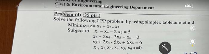 Solved Problem (4) (25 pts.) Solve the following LPP problem | Chegg.com